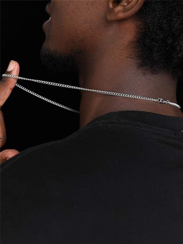 Fashionable and Popular Men Minimalist Chain Necklace Stainless Steel ...