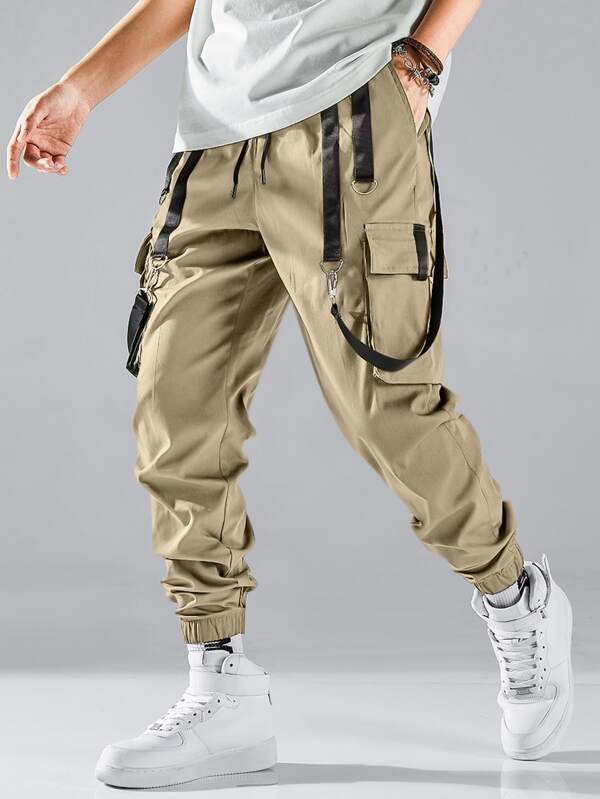 Manfinity EMRG Homme Pantalon cargo à bande contrastante poche à rabat ...