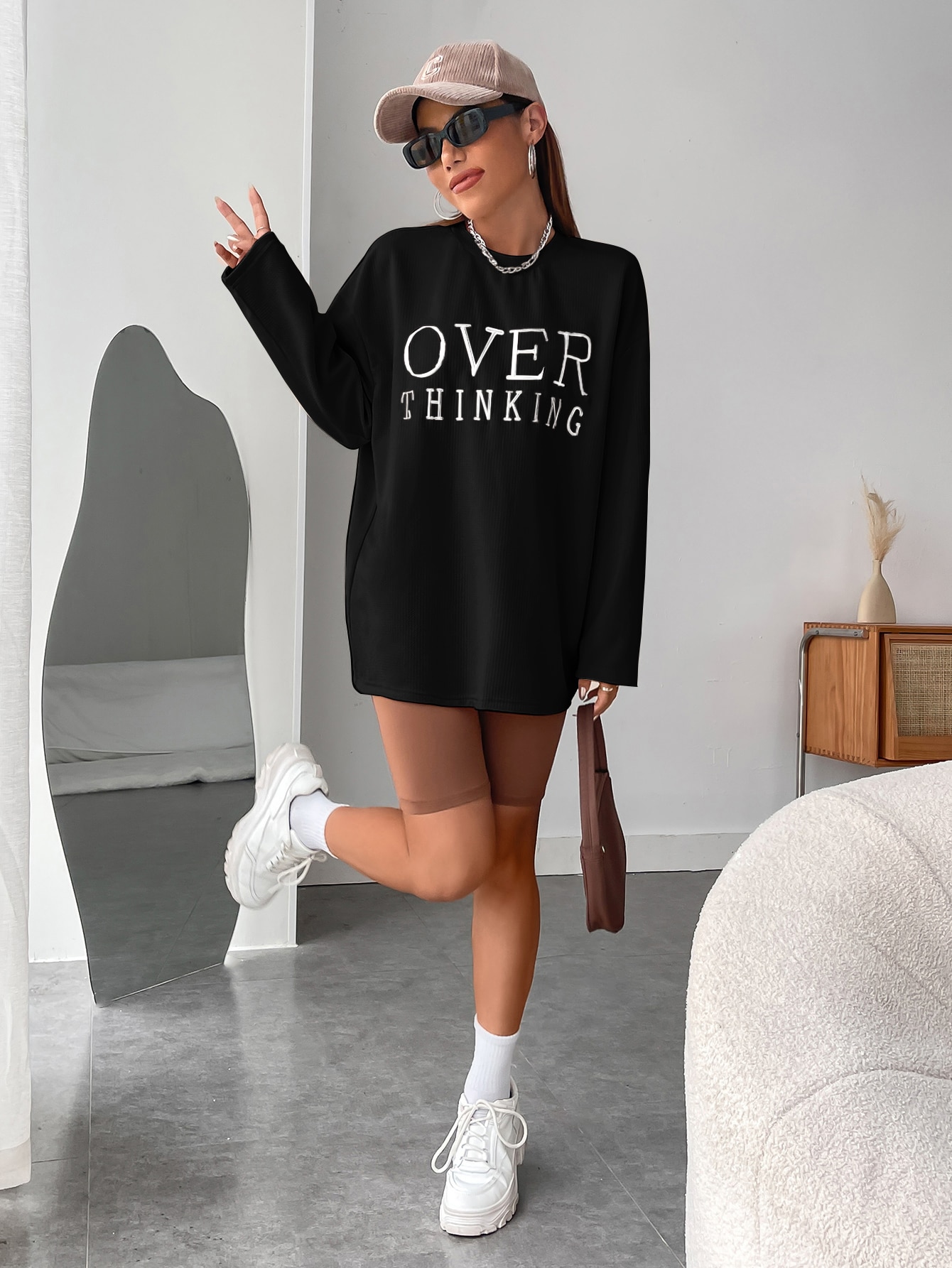 Shein Ezwear Letter Embroidery Drop Shoulder Tee Shein Uk