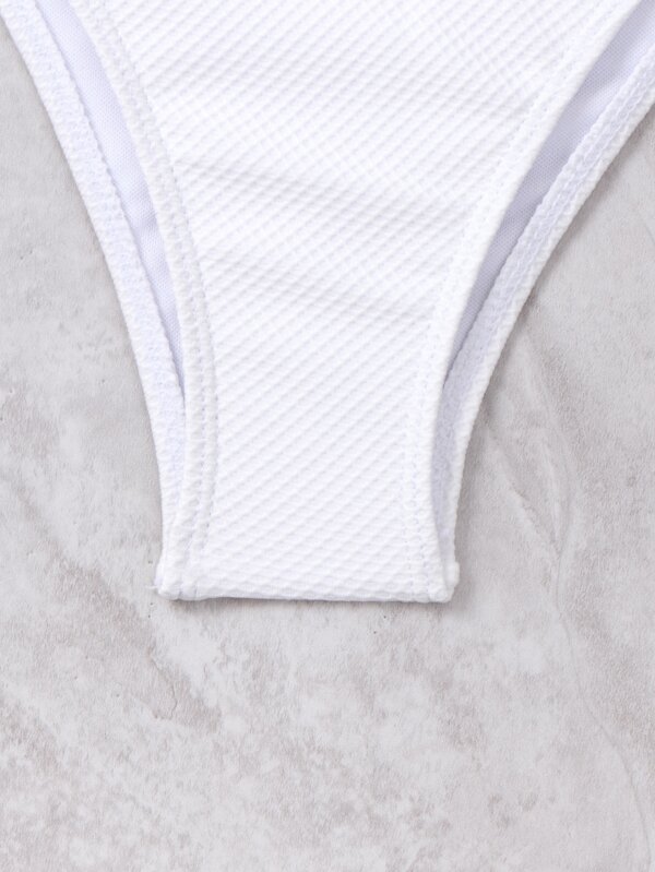 SHEIN Swim Chicsea Textured Tankini Set Rhinestone Scallop Bustier Cami ...