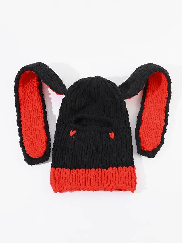 1pc Ladies' New Design Long Ear Bunny Hand-knitting Slouchy Beanie With ...