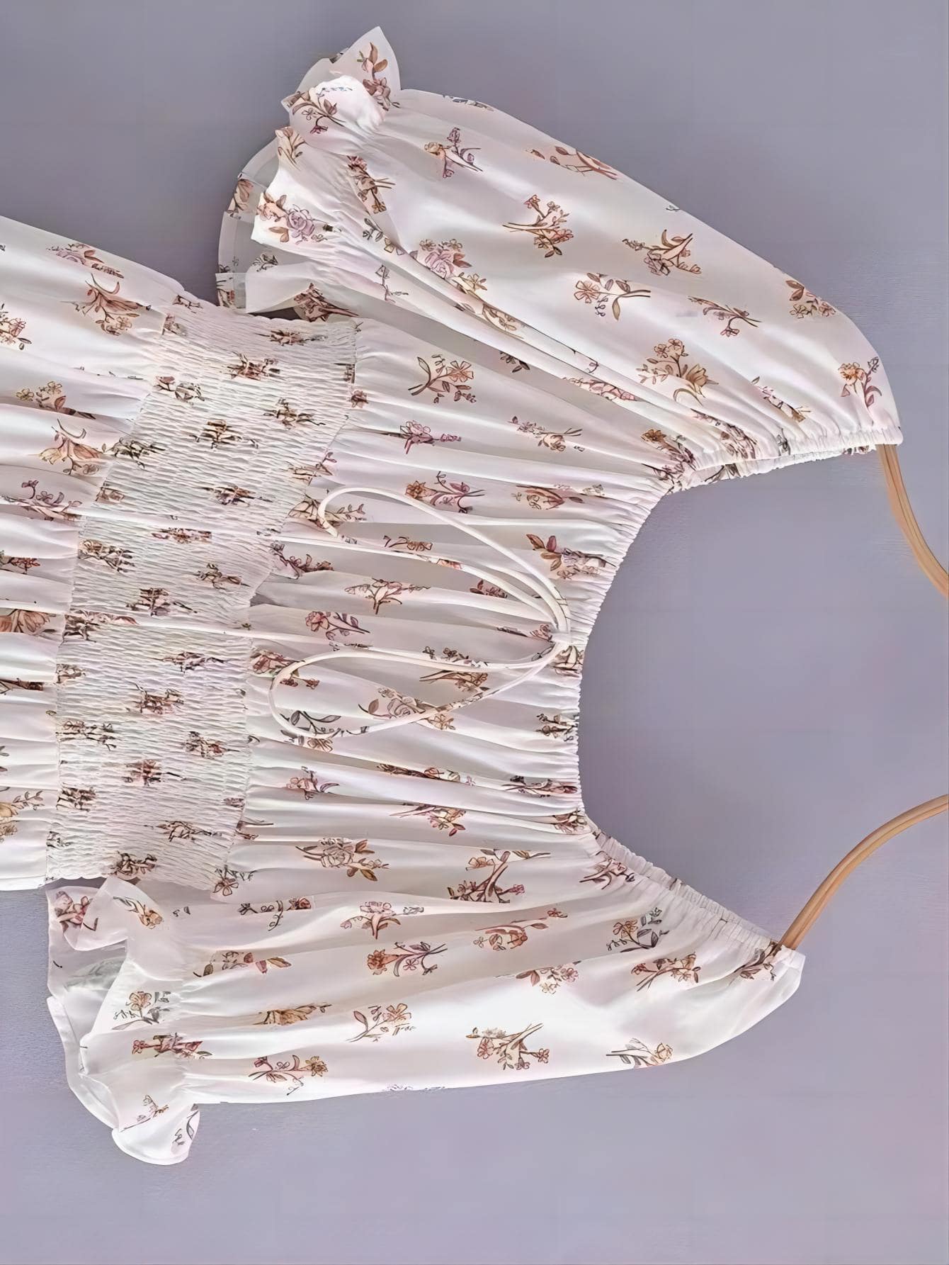 SHEIN Frenchy Floral Print Square Neck Tie Front Shirred Waist Ruffle Hem Dress | SHEIN UK