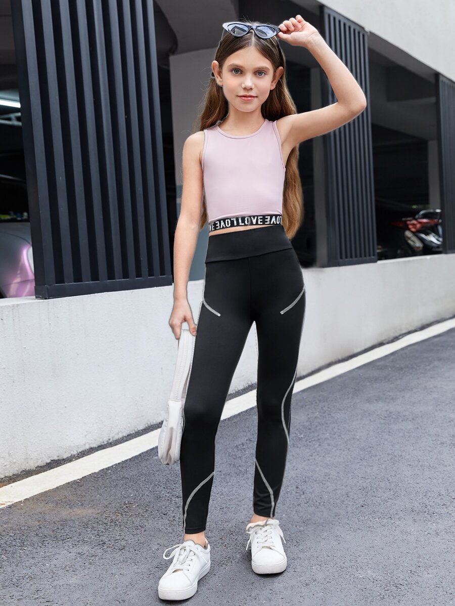 SHEIN Tween Girl Top-Stitching Leggings | SHEIN USA