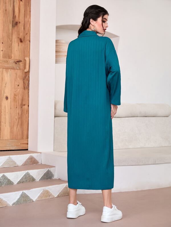 SHEIN Mulvari Solid Roll Tab Sleeve Tunic Dress | SHEIN USA