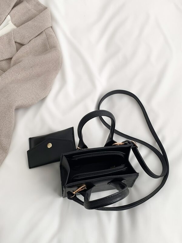 Mini Crocodile Embossed Square Bag With Coin Purse | SHEIN USA