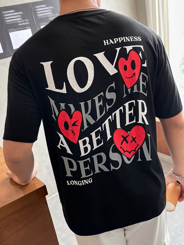 Manfinity EMRG Men Slogan and Heart Print Tee | SHEIN USA