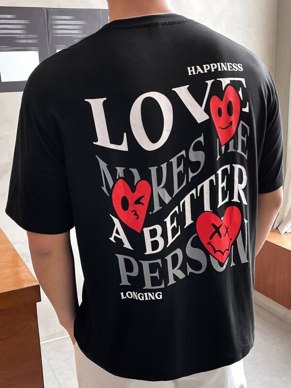 Manfinity EMRG Men Slogan and Heart Print Tee | SHEIN USA