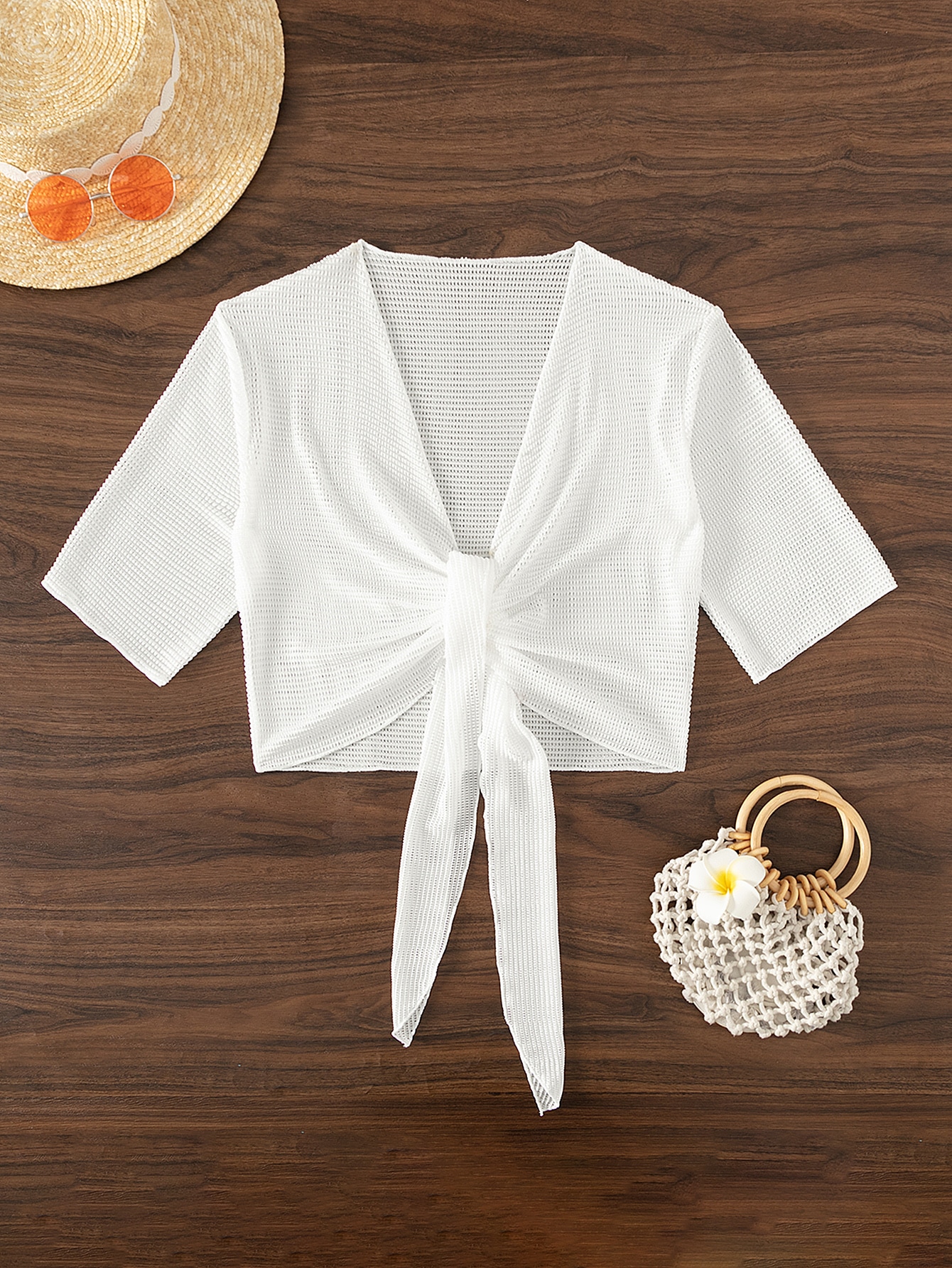 Plain Knot Front Kimono | SHEIN UK