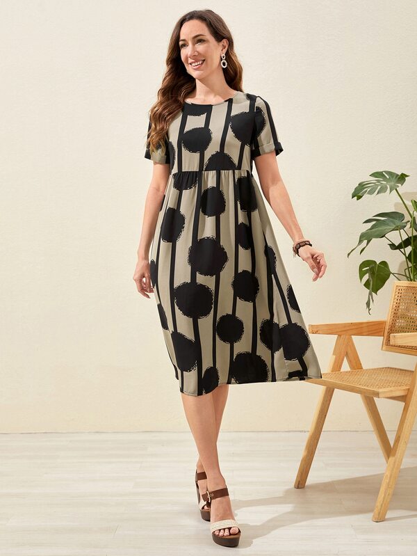 EMERY ROSE Allover Print Hidden Pocket Smock Dress | SHEIN USA