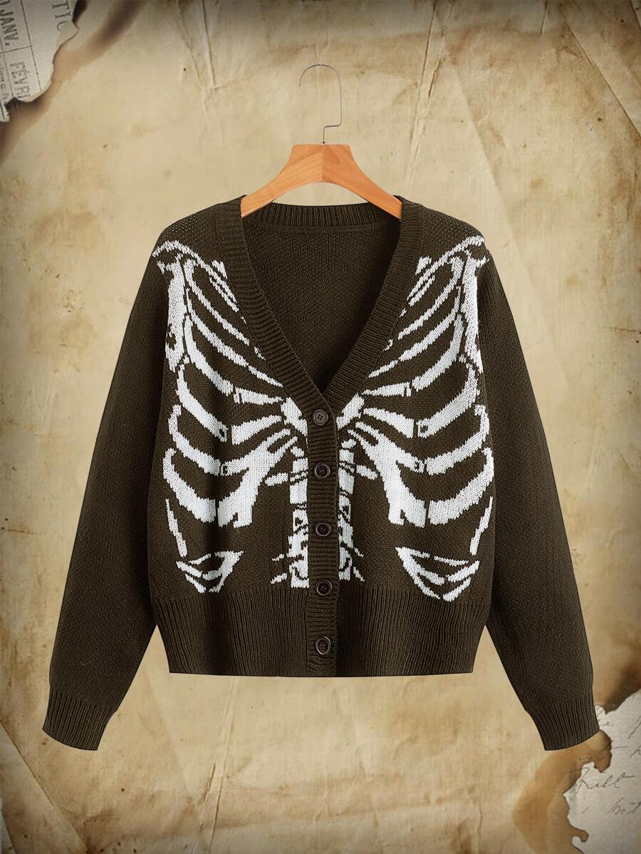 Skeleton Pattern Cardigan | SHEIN USA