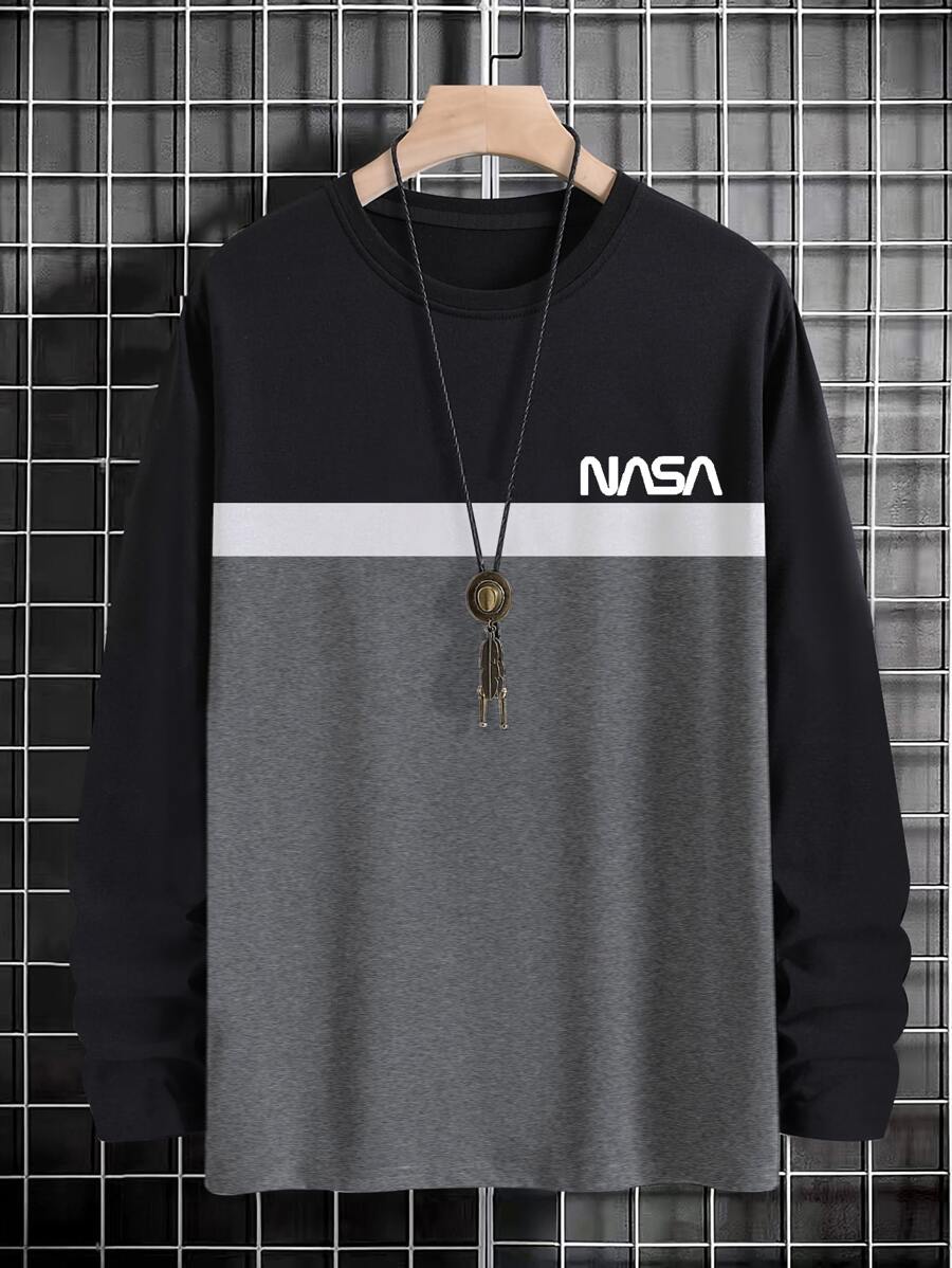 Manfinity Men Plus Letter Graphic Colorblock Tee | SHEIN USA