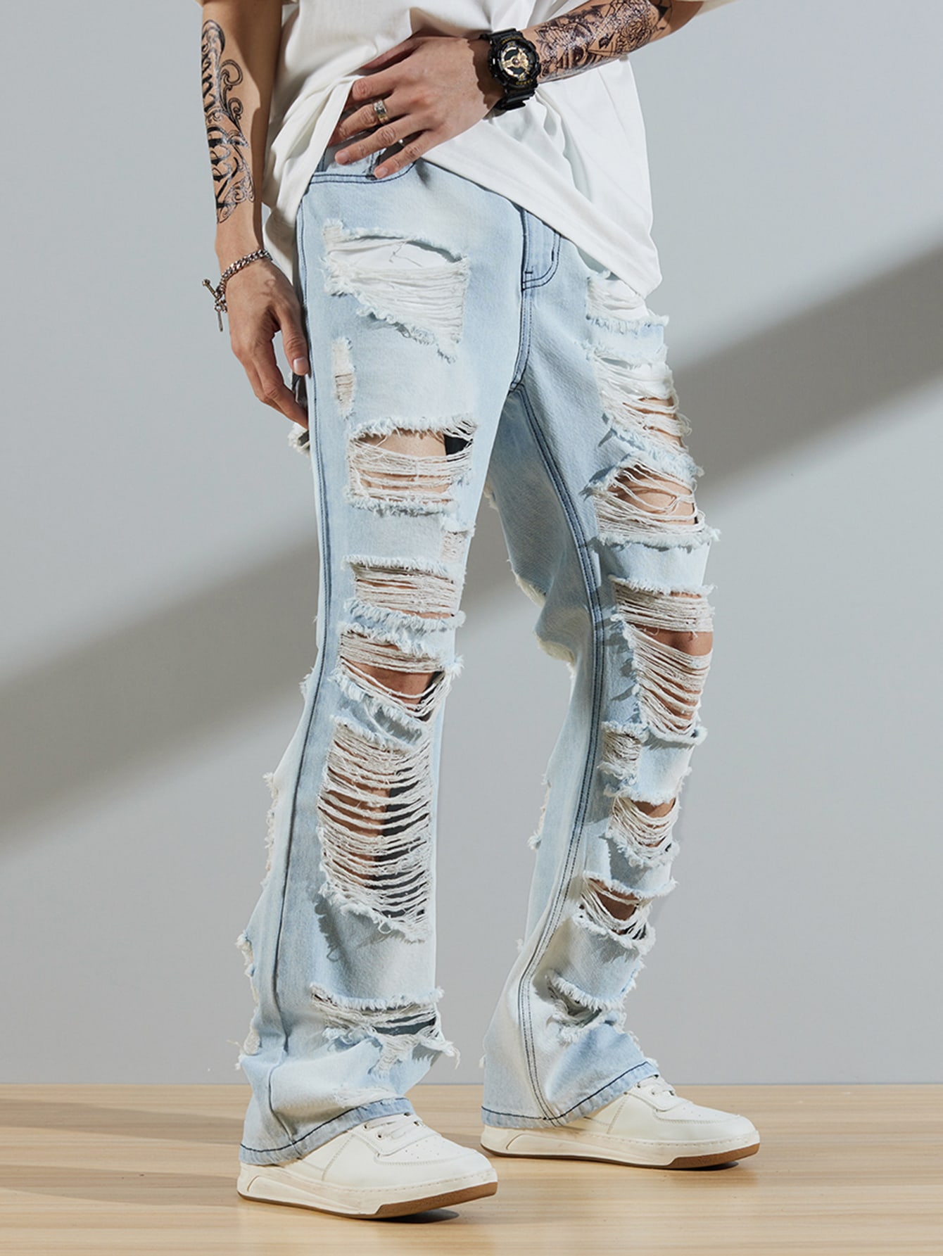 Men Ripped Flare Leg Jeans | SHEIN USA