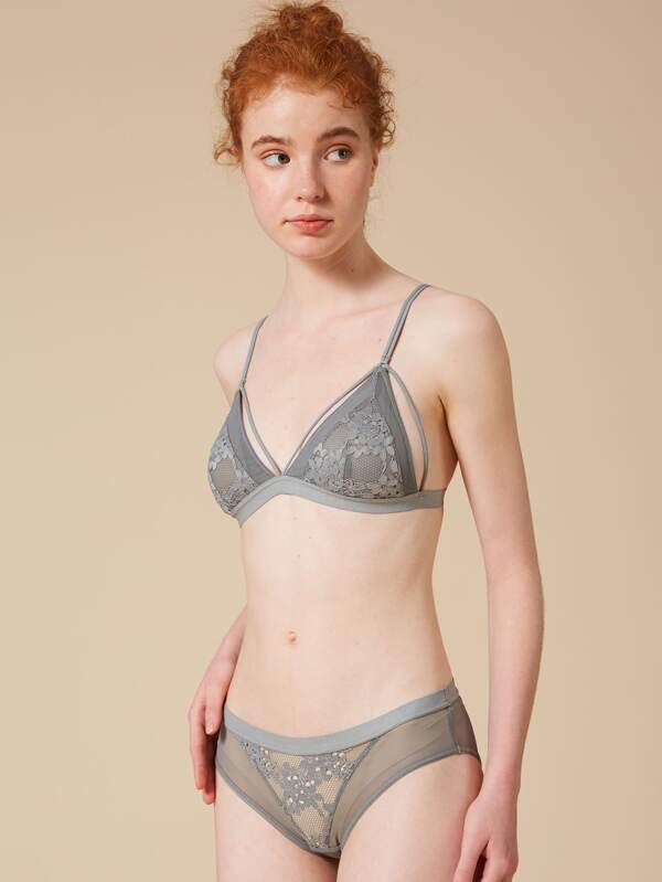 Floral Lace Triangle Lingerie Set Shein Usa
