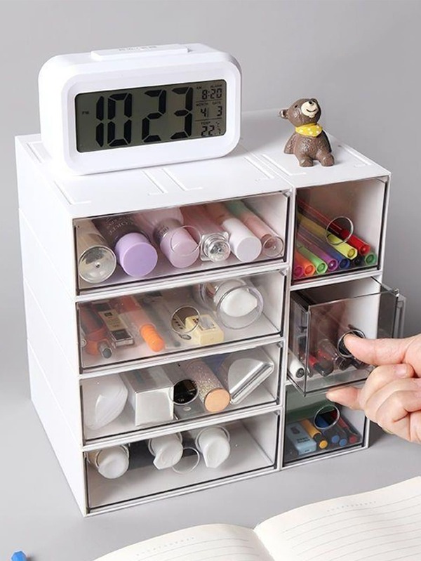 1pc Drawer Design Clear Desktop Storage Box, Multifunction Storage Case ...