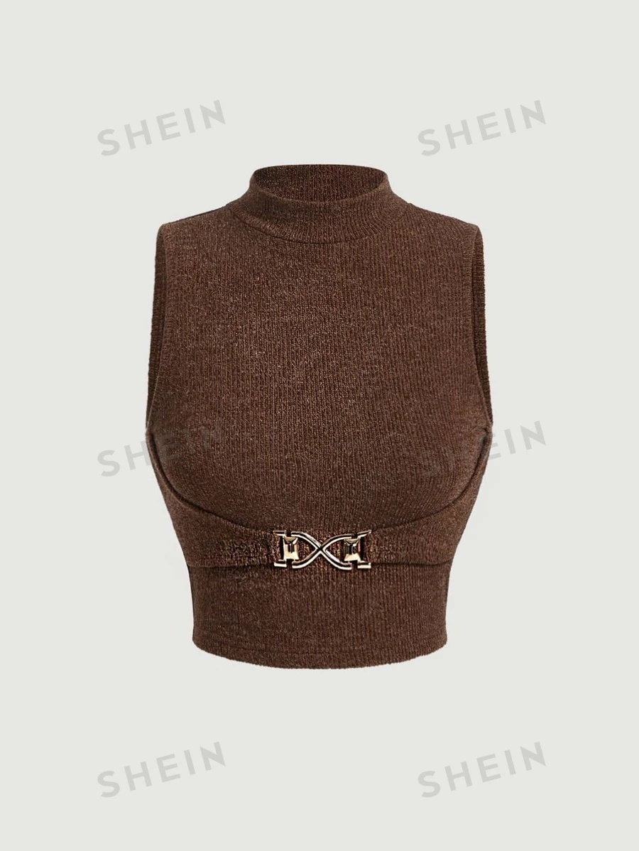 SHEIN MOD Top tank crop de cuello alto con diseño con hebilla | Moda de ...