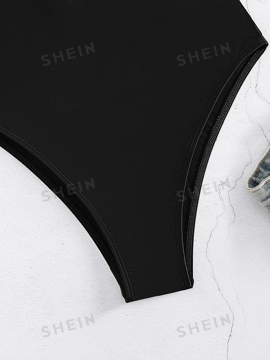 Shein Swim Summer Beach Ring Linked Plunging One Piece Swimsuit Shein Usa