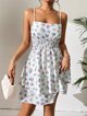 SHEIN VCAY Floral Print Shirred Tie Backless Two Layer Hem Cami Dress | SHEIN USA