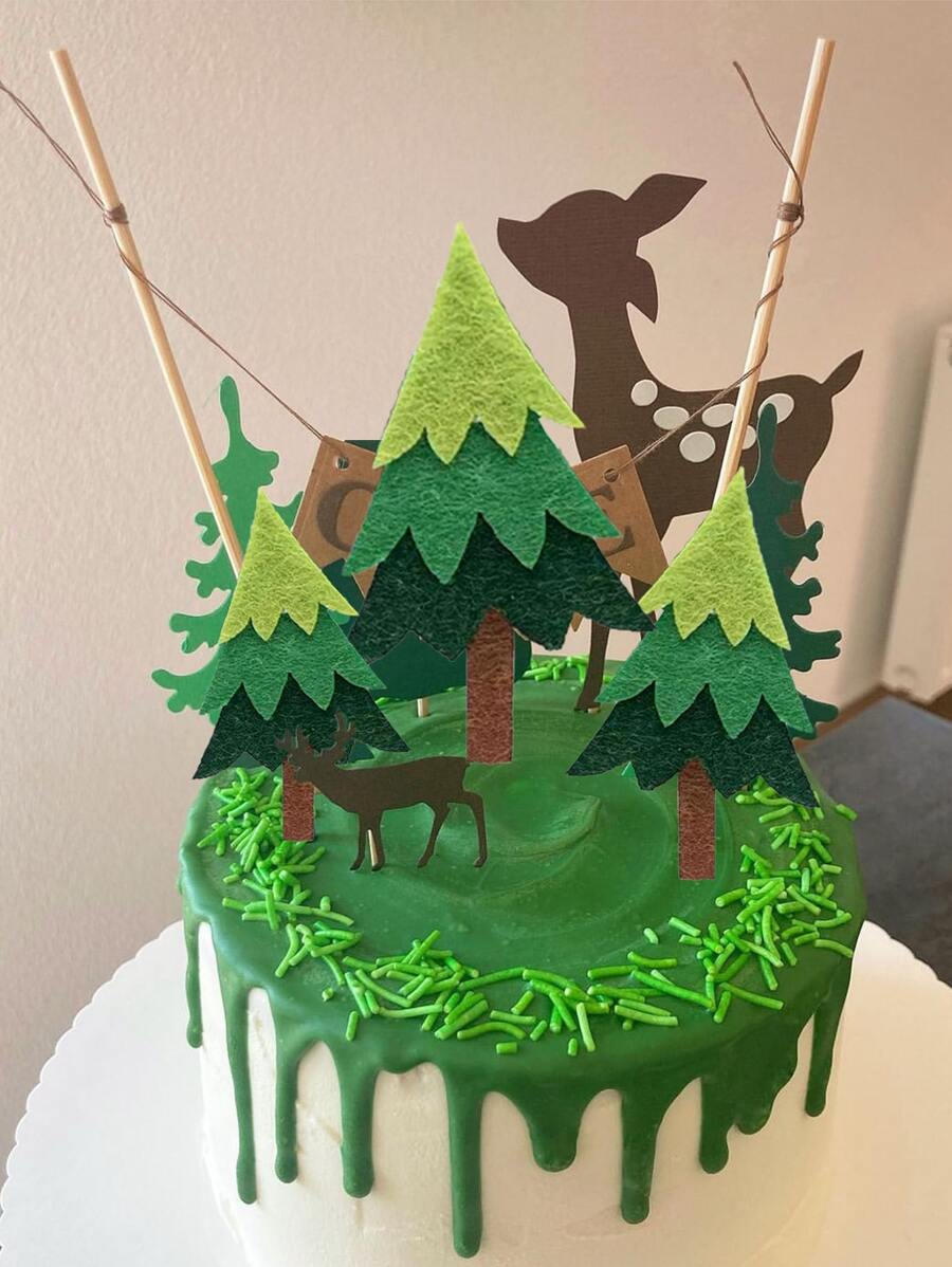 3pcs Tree & Elk Design Cake Topper | SHEIN USA