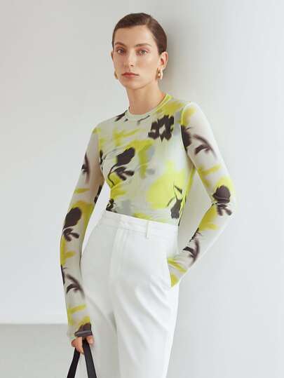 MOTF PREMIUM FLORAL MESH TOP | SHEIN UK
