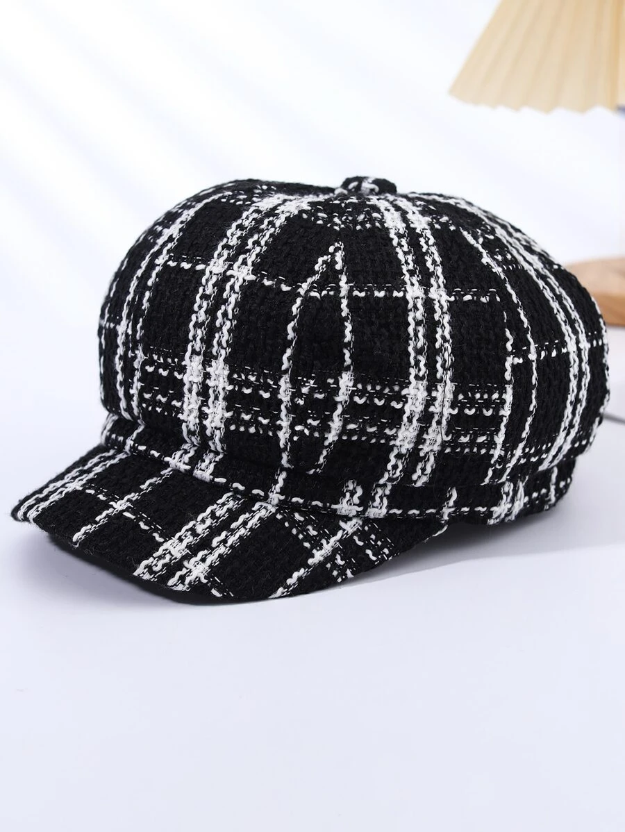Plaid Pattern Baker Boy Cap | SHEIN USA