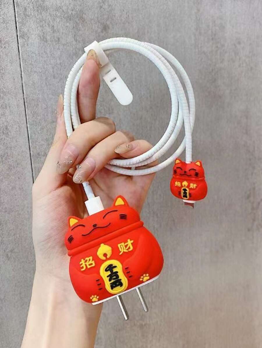 2pcs Cat Design Data Cable Protector & Charger Head Cover | SHEIN USA