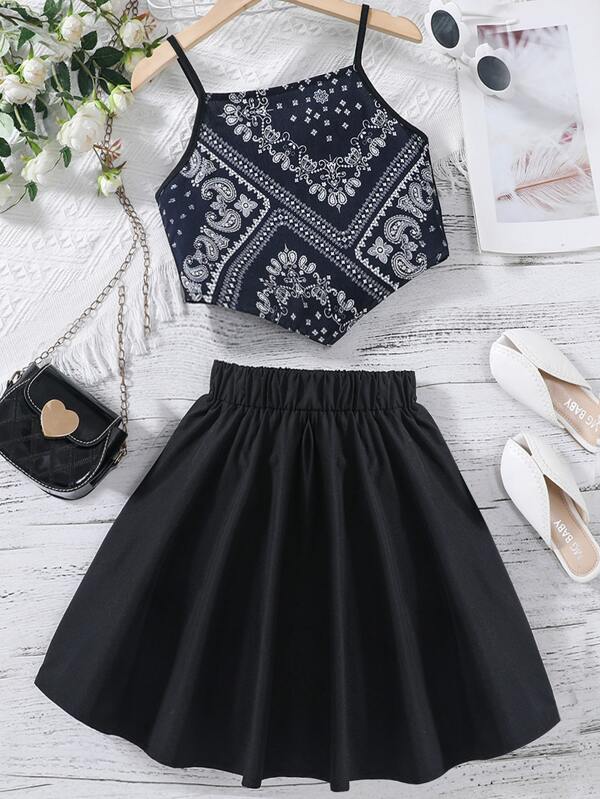 SHEIN Kids EVRYDAY Chicas Top de tirantes con estampado de pañuelo con ...