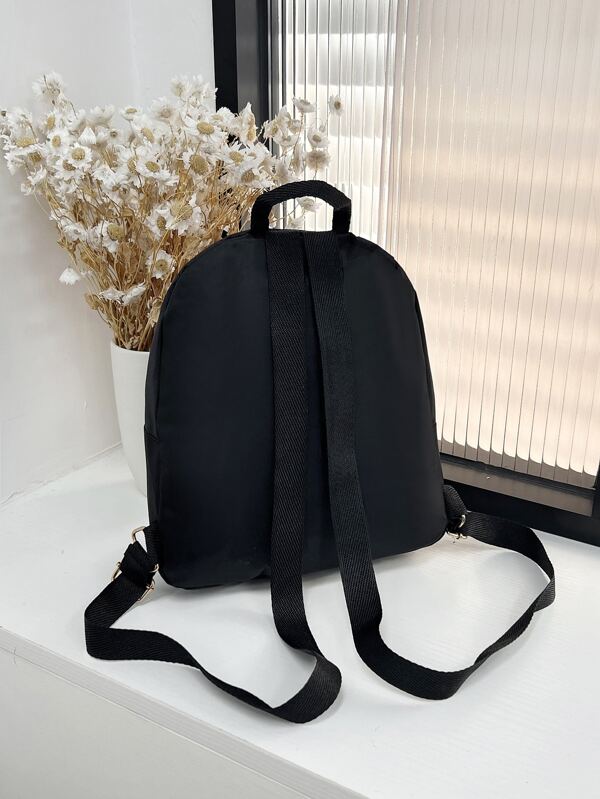 Small Classic Backpack Black Preppy Zipper For School for Sale ...