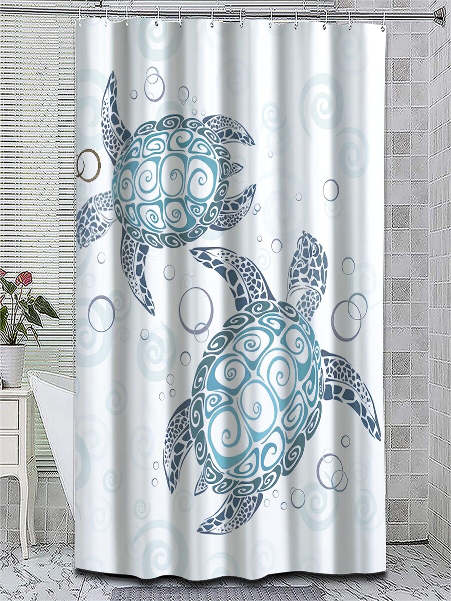 Sea Turtle Pattern Shower Curtain | SHEIN USA