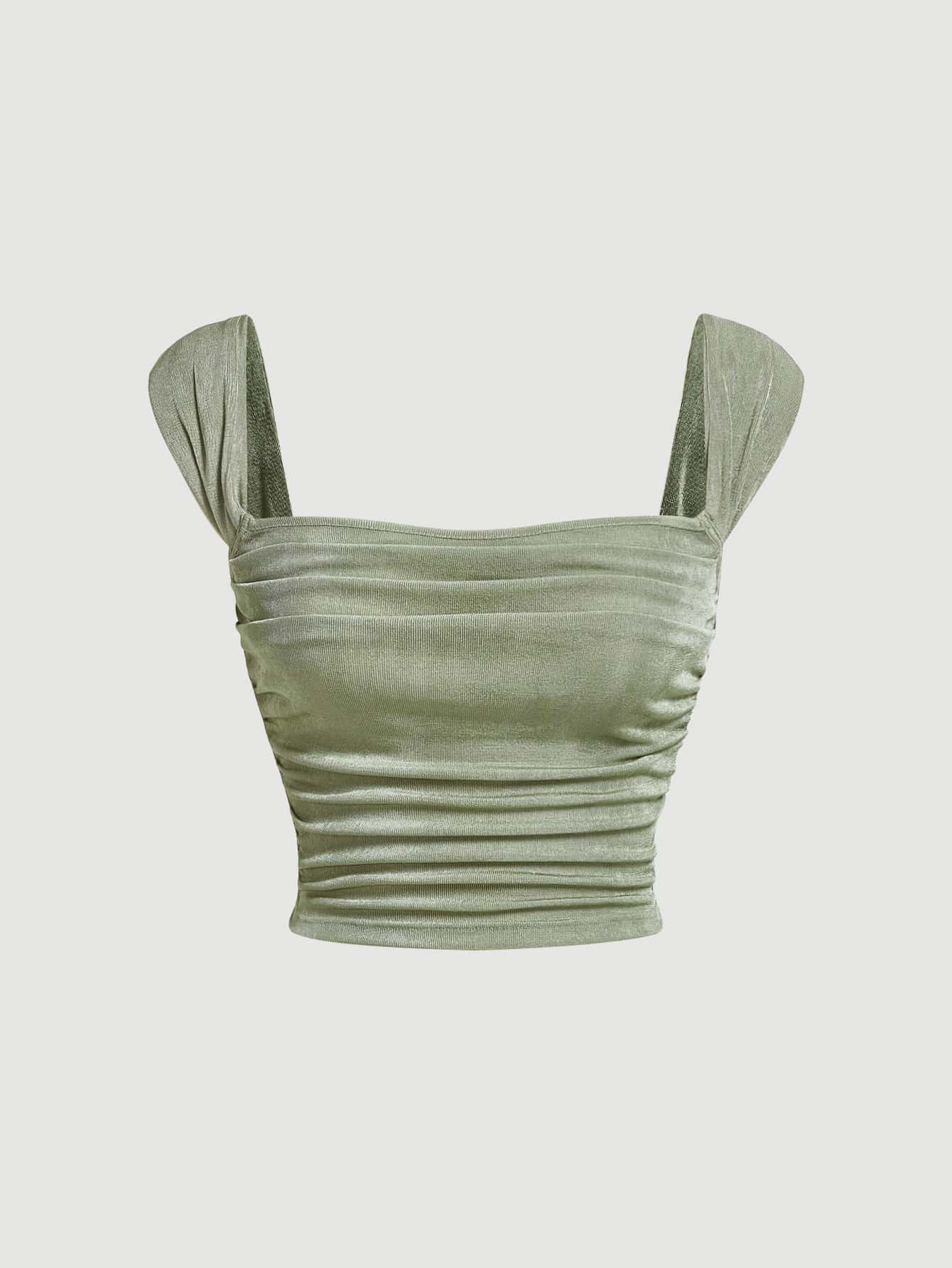SHEIN MOD Ruched Crop Wide Straps Top | SHEIN USA