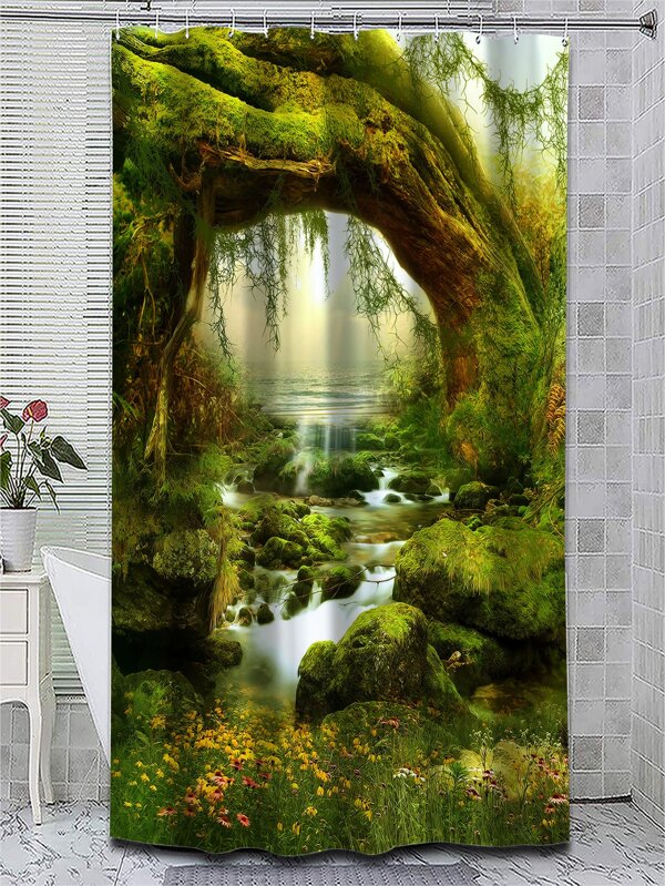 1pc Antique Tree Forest Shower Curtain | SHEIN USA