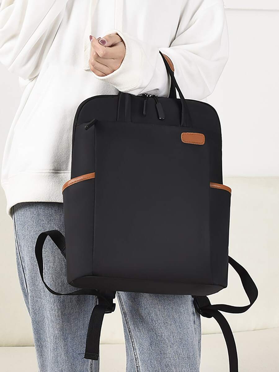 Colorblock Patch Decor Functional Backpack | SHEIN USA
