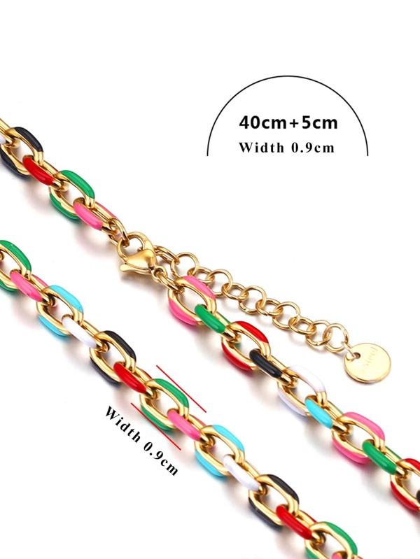 Color Block Chain Necklace | SHEIN USA