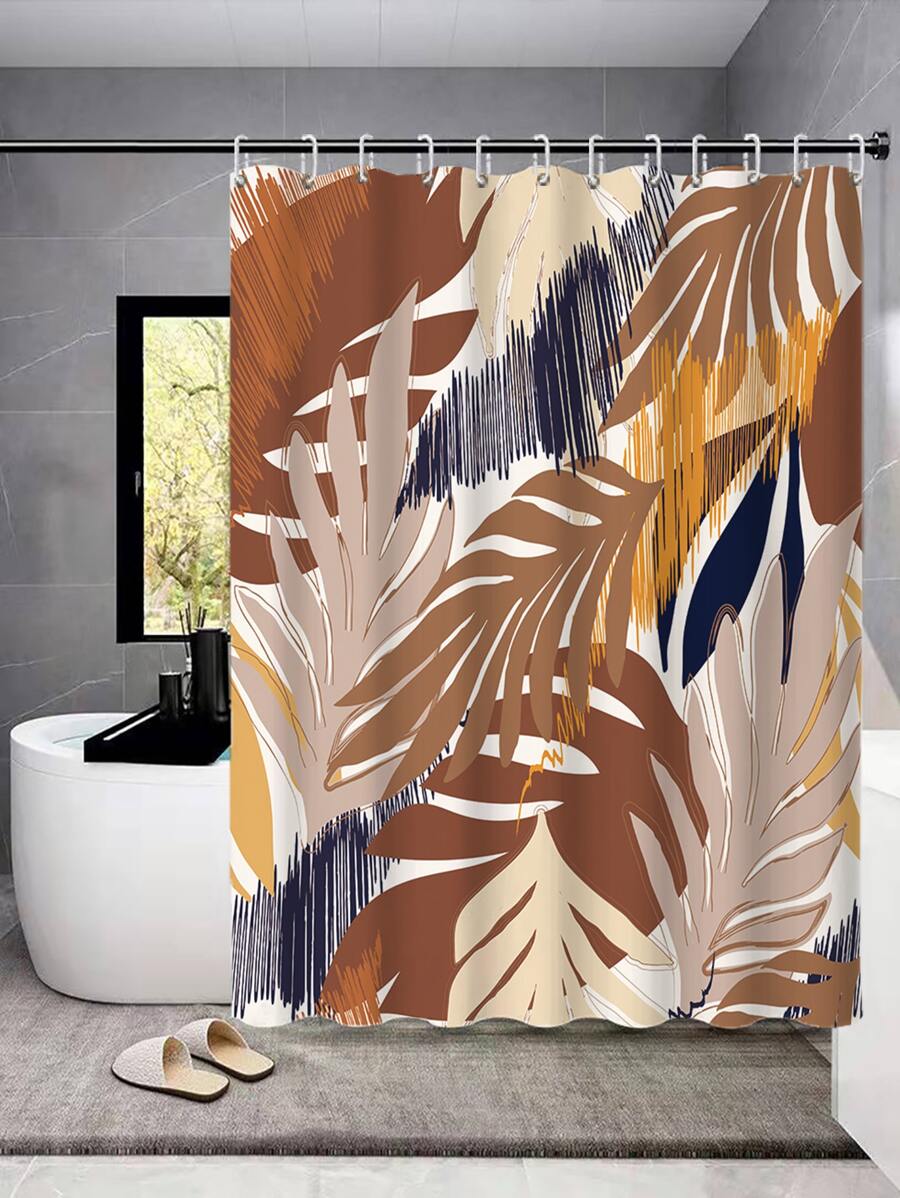 1pc Tropical Leaf Pattern Shower Curtain | SHEIN USA