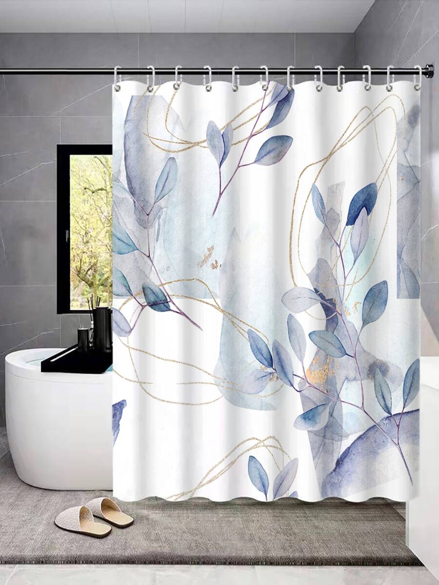 1pc Leaf Pattern Shower Curtain | SHEIN USA
