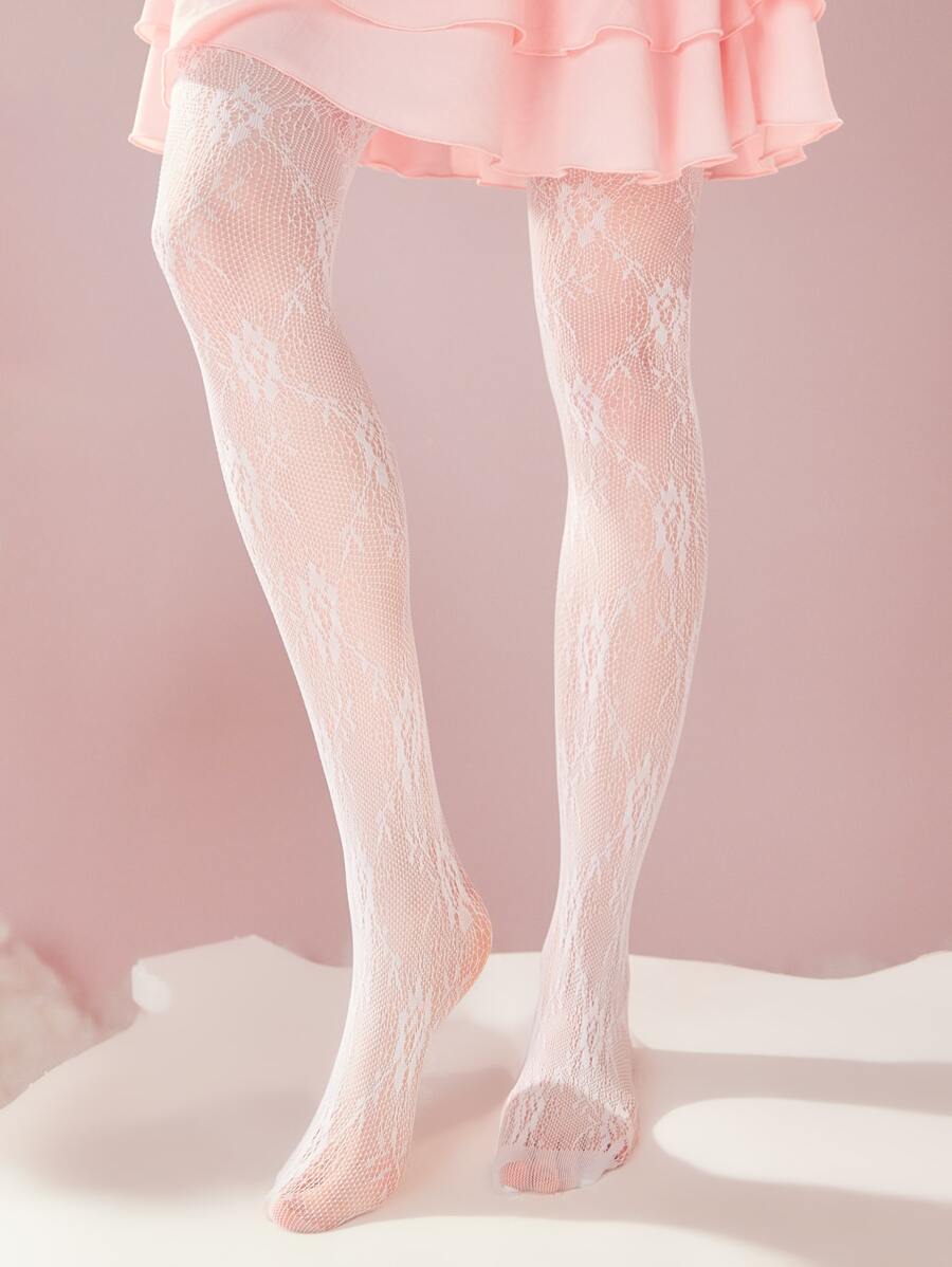 ROMWE Kawaii Floral Pattern Fishnet Tights | SHEIN USA