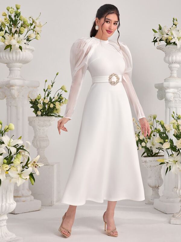 Shein Modely Gigot Sleeve Belted Dress Shein Eur