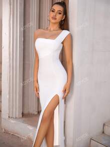 ADYCE One Shoulder Split Thigh Backless Cocktail Party Bodycon Bandage Dress | SHEIN USA