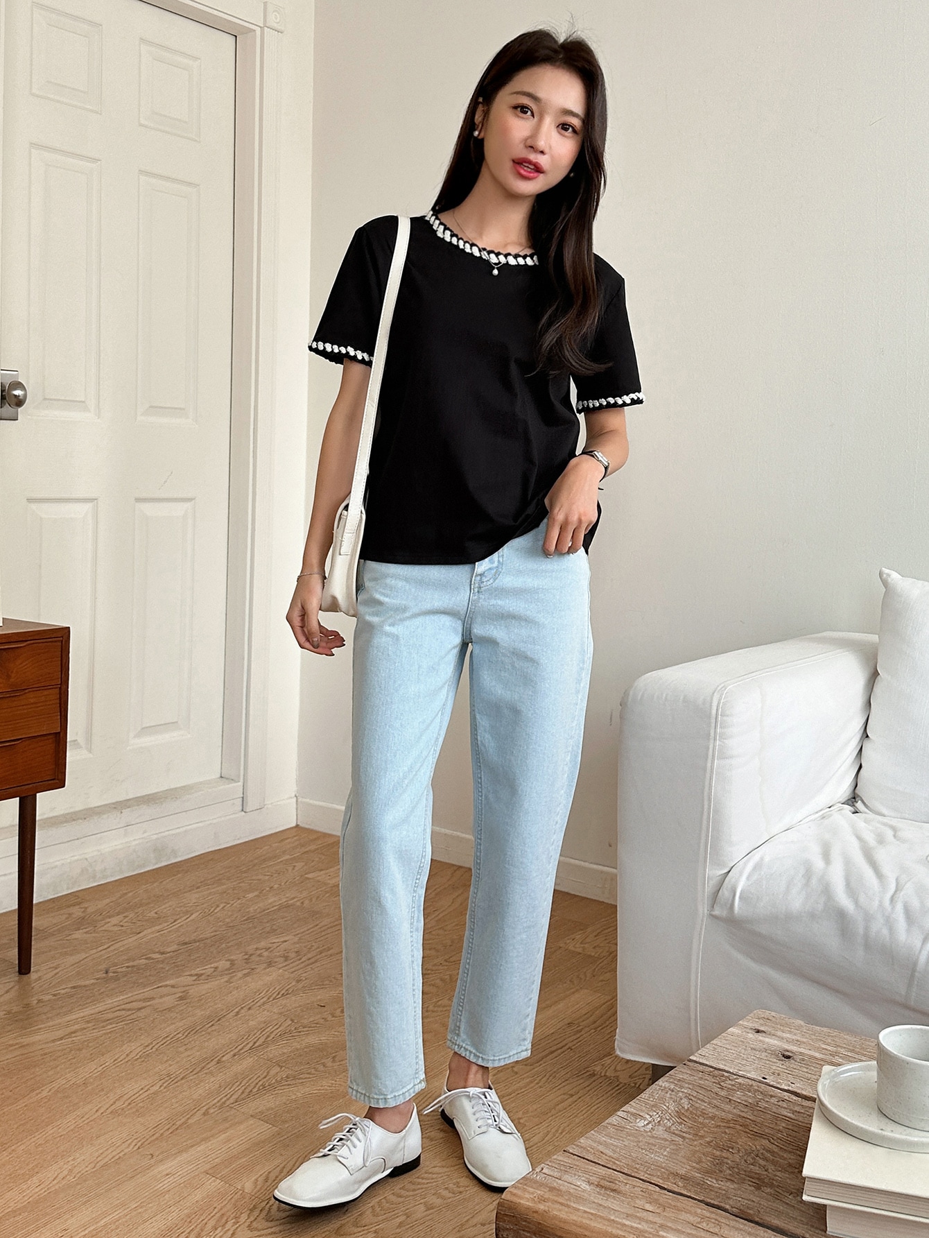 DAZY T-shirt À Bordure Contrastante | Mode en ligne | SHEIN FRANCE