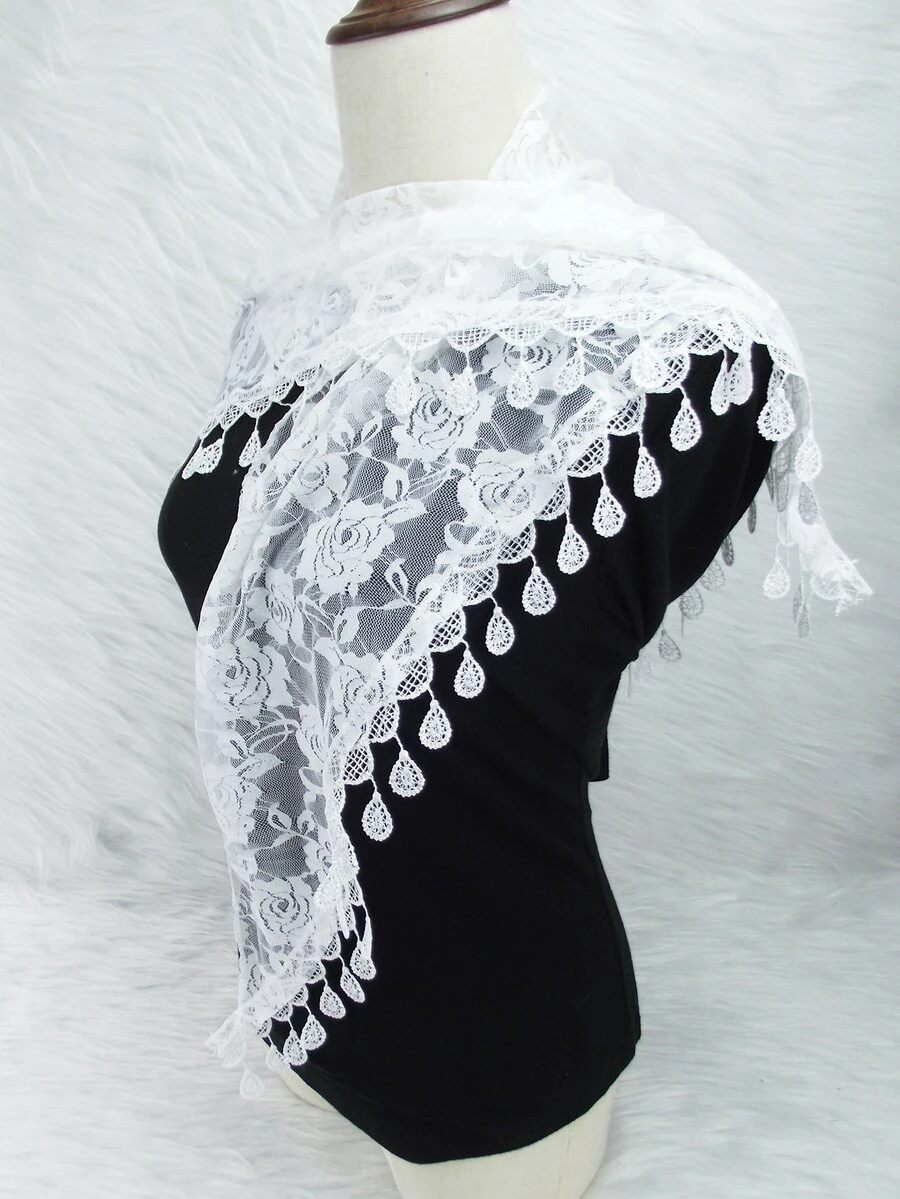 Floral Embroidered Tassel Decor Shawl | SHEIN USA