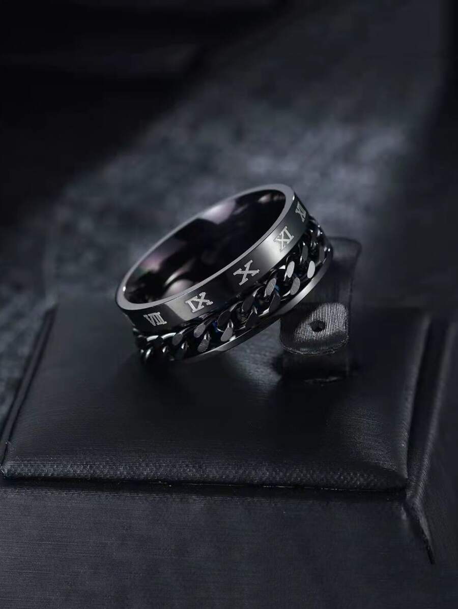 Fashionable And Popular Men Chain Decor Ring Stainless Steel For ...