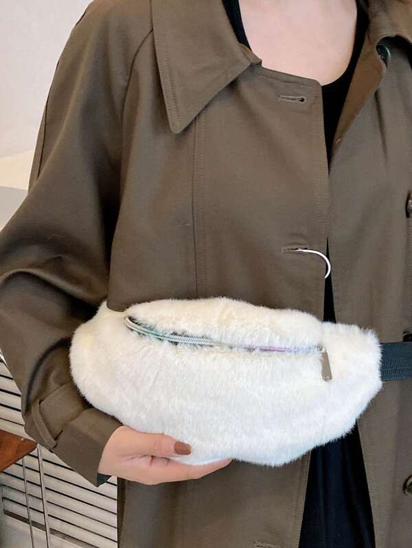 Fuzzy, Soft, Plush Minimalist Fluffy Fanny Pack For Girls, Women ...