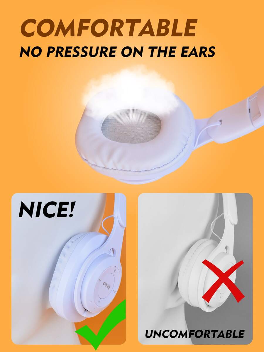 Over-ear Design RGB Light Cat Ear Design Foldable Wireless Headphone ...