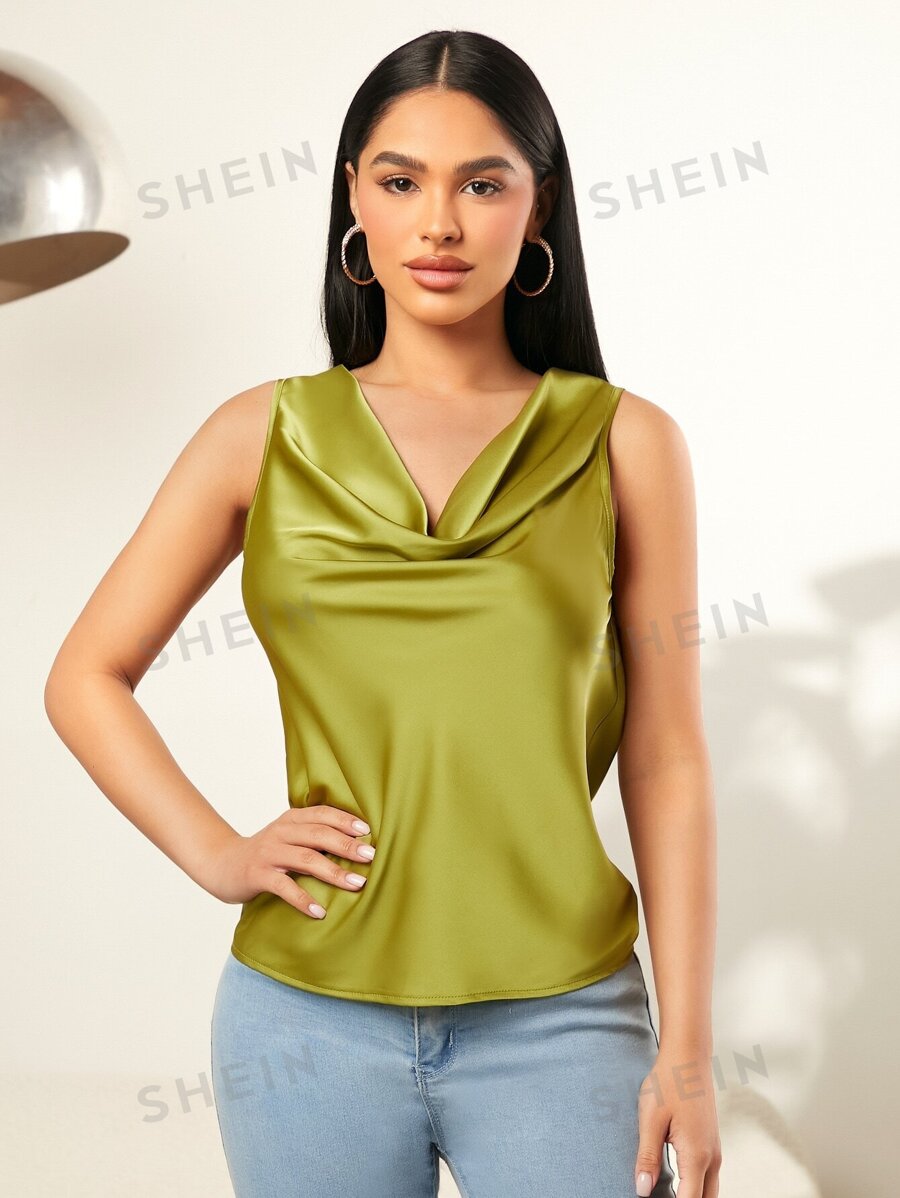 SHEIN SXY Plus Size Solid Color Graduation Prom Party Draped Neck ...