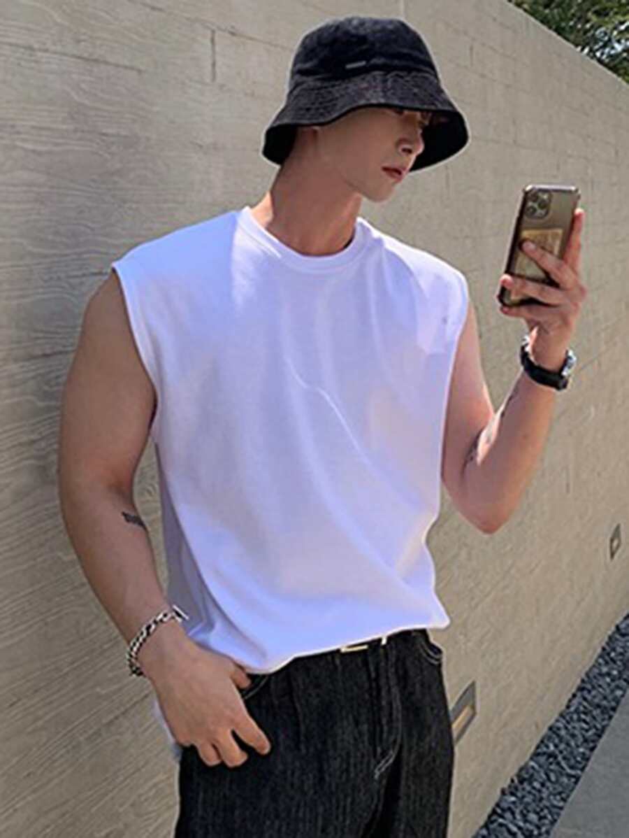 DAZY Men Cotton Solid Tank Top Business Attire | SHEIN USA