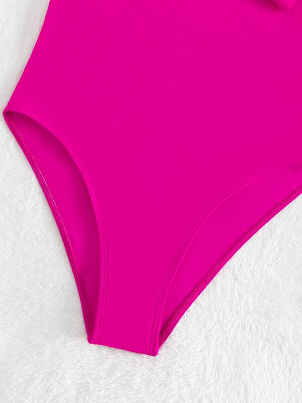 Shein Swim Chicsea Ruffle Trim One Piece Swimsuit Shein Uk
