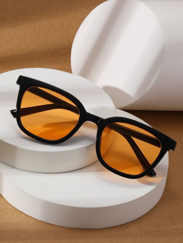 Square Frame Tinted Lens Sunglasses Shein Usa