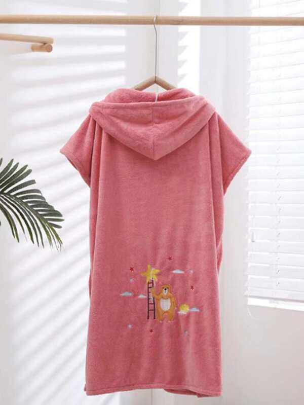 Planet Embroidered Star Decor Hooded Bath Wrap Towel | SHEIN USA