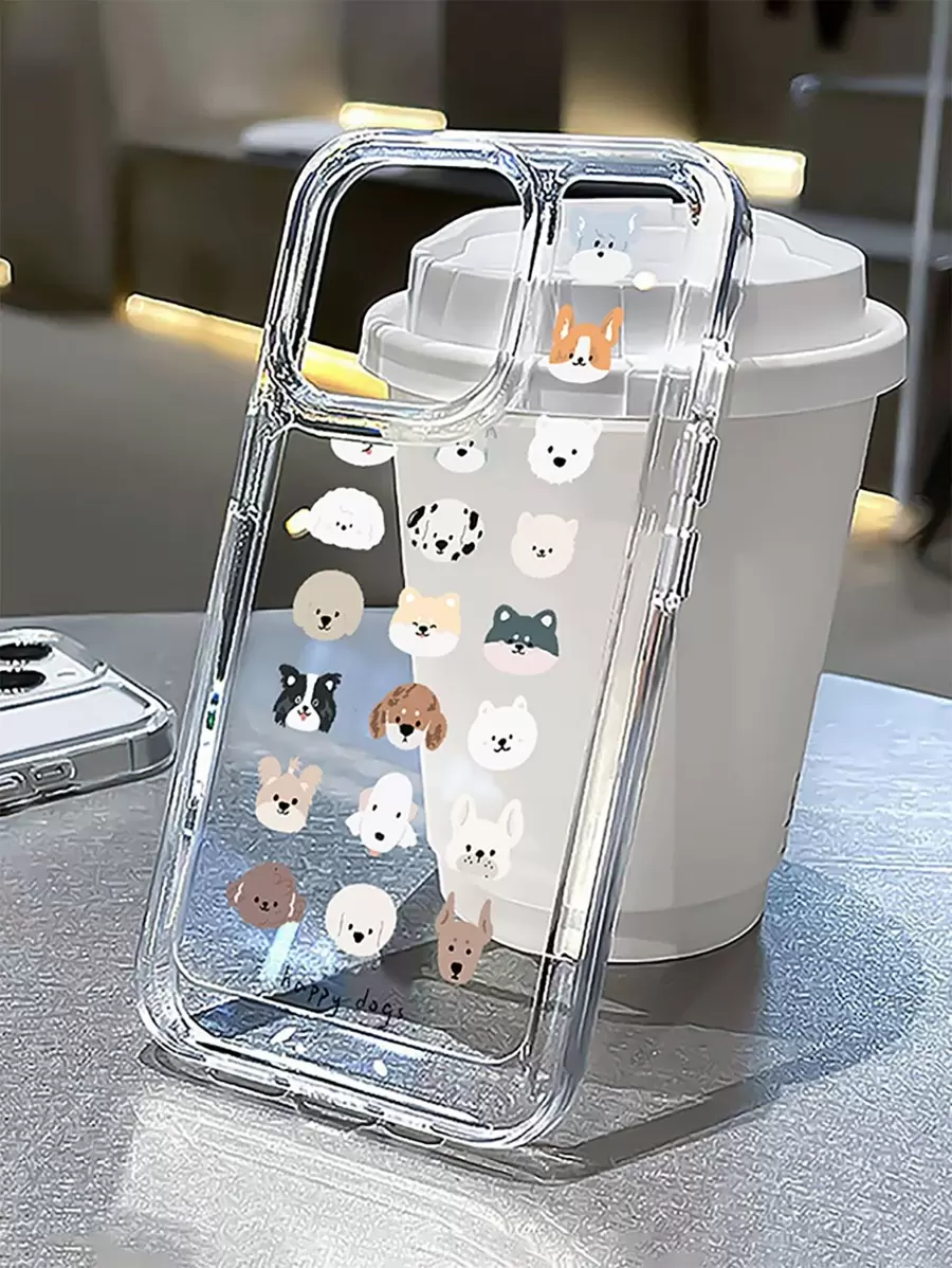 Dog Pattern Clear Phone Case | SHEIN USA