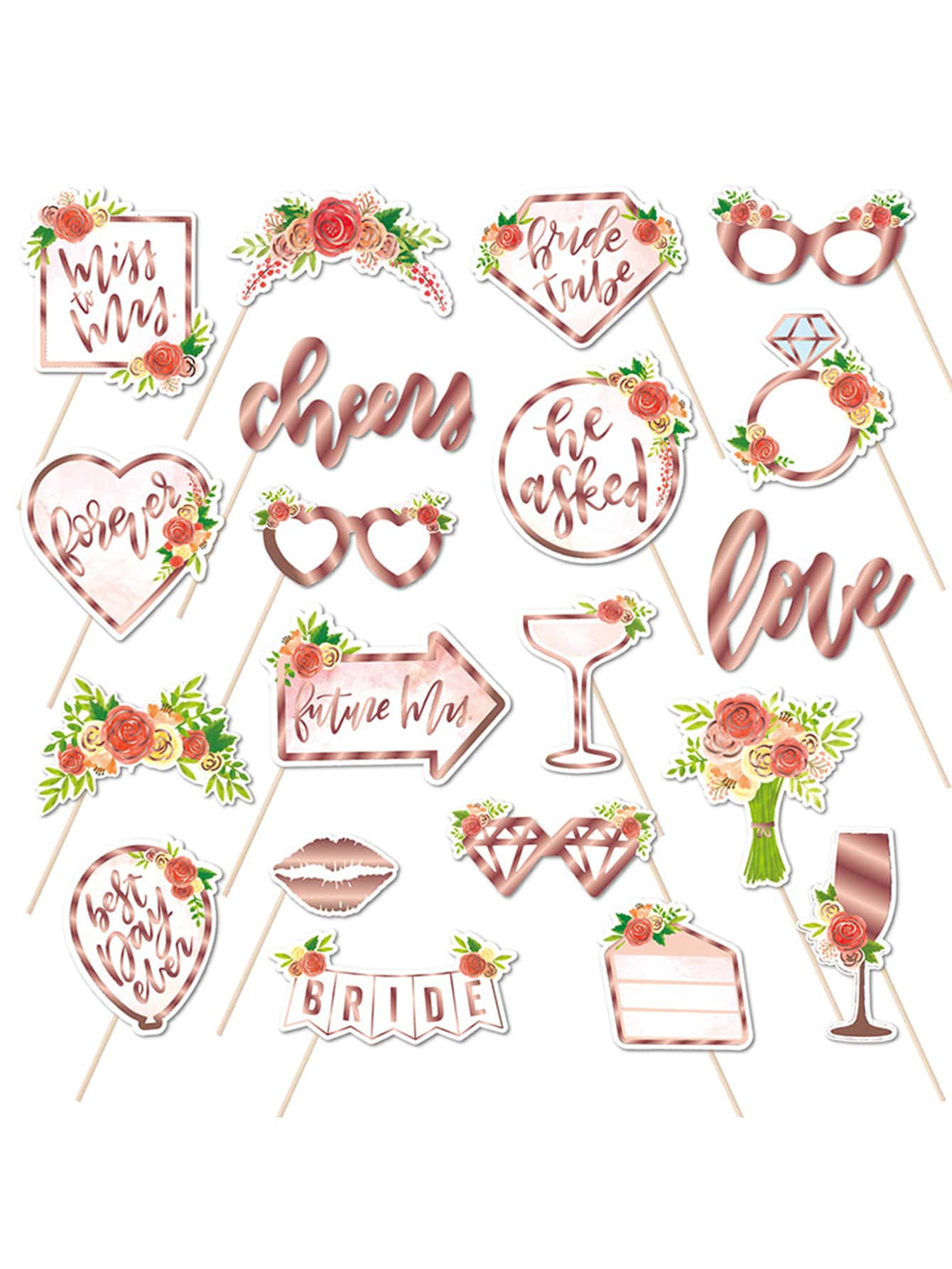20pcs Mixed Pattern Photobooth Prop | SHEIN USA