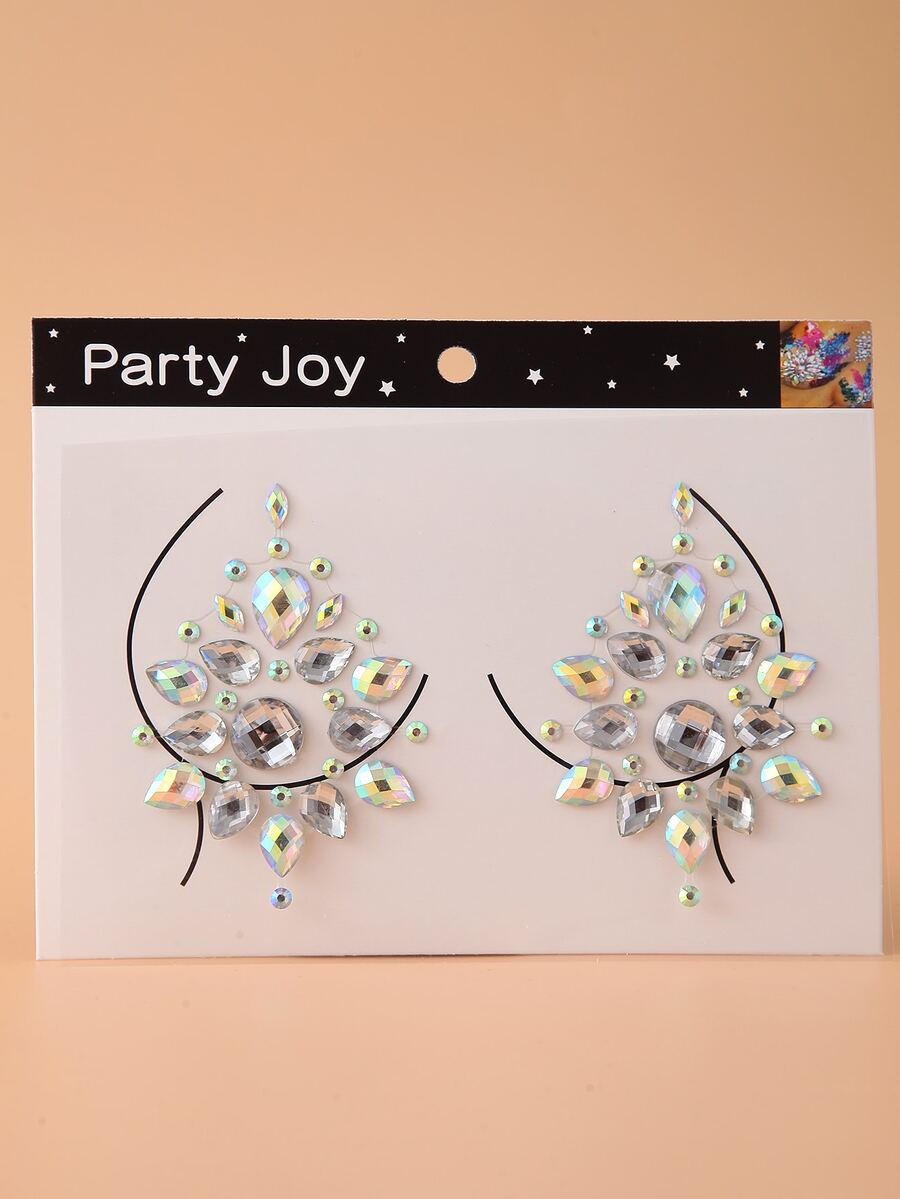 2Pcs 3D Body Diamond Sticker Temporary Tattoo Sticker Diamond Chest Gem ...